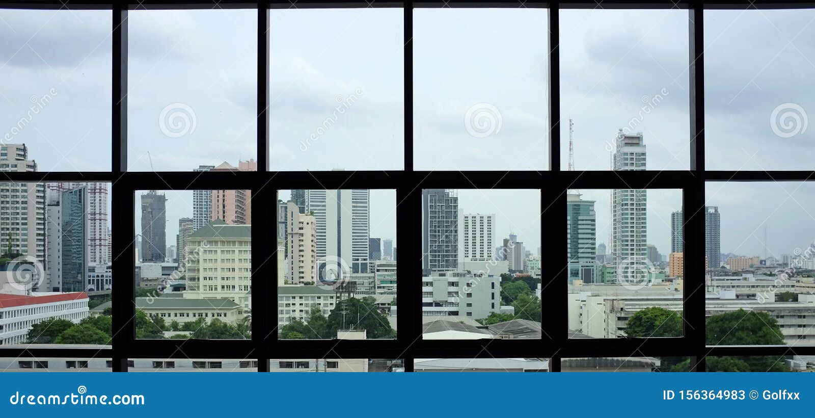The Interior of the Building`s View of the City from the Office Windows ...
