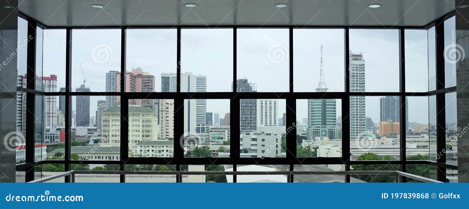 The Interior of the Building`s View of the City from the Office Windows ...