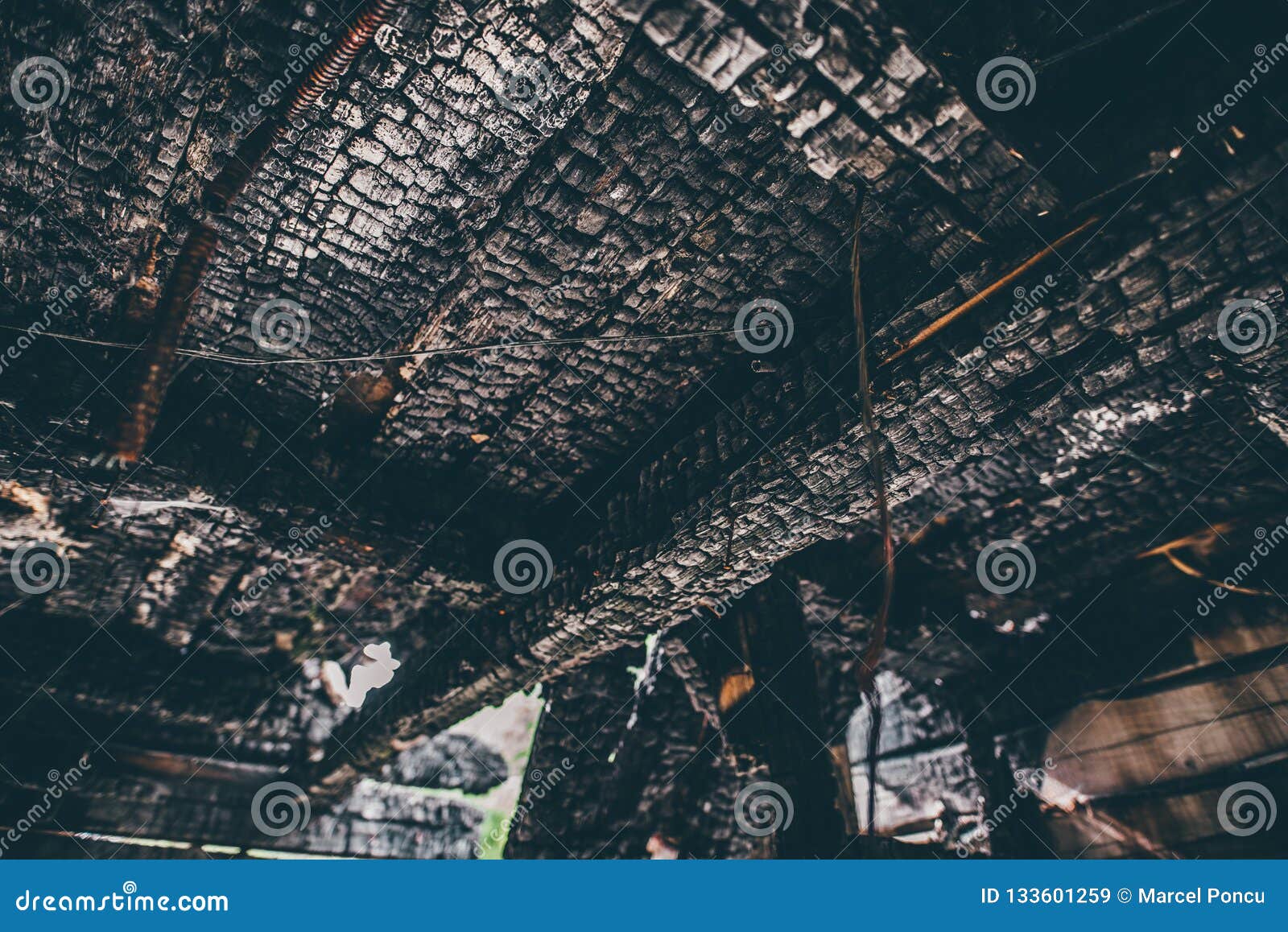 Interior of a Burnt Fire Home Stock Image - Image of destruction, black ...