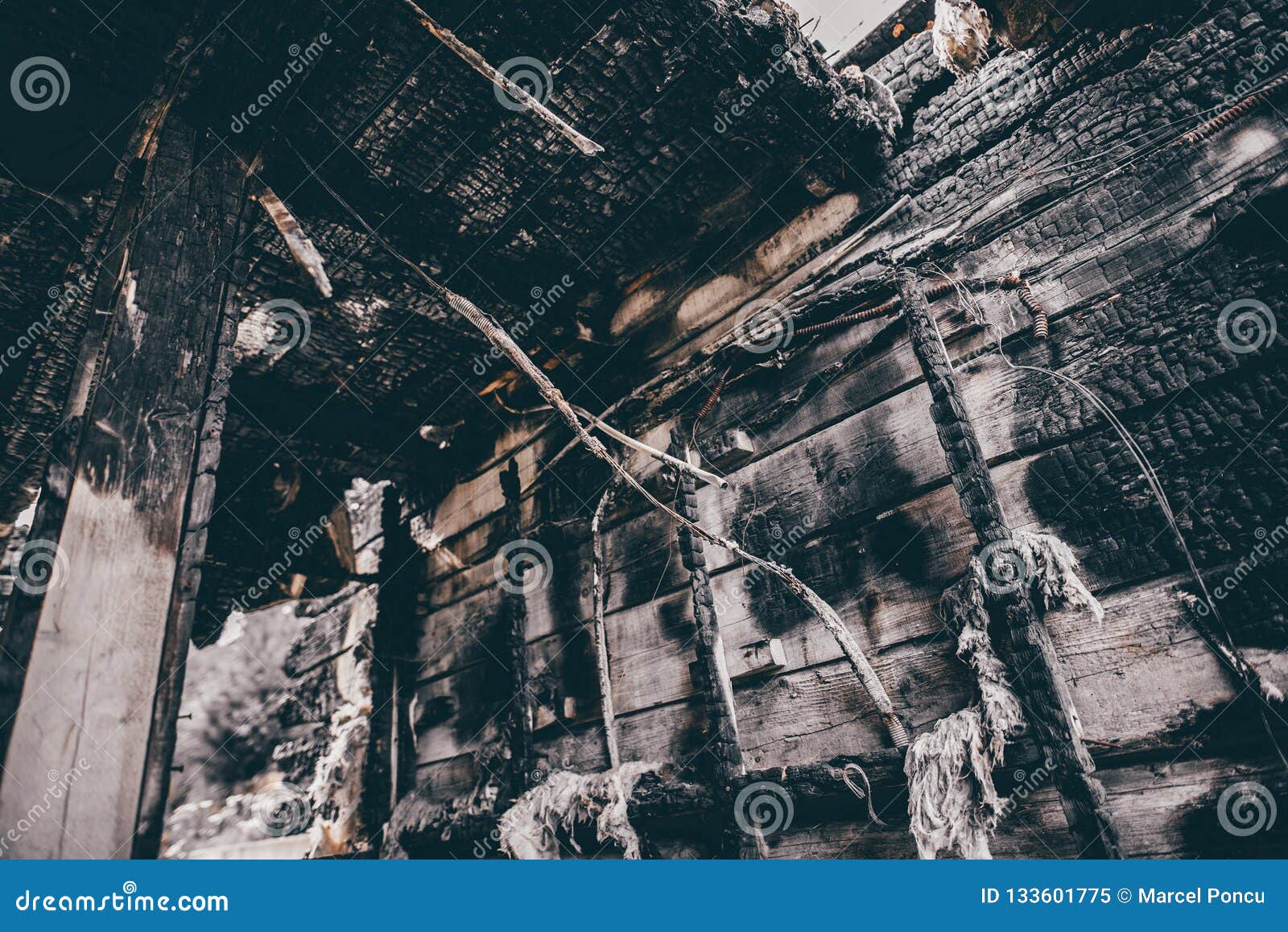 Interior of a Burnt Fire Home Stock Image - Image of destruction ...