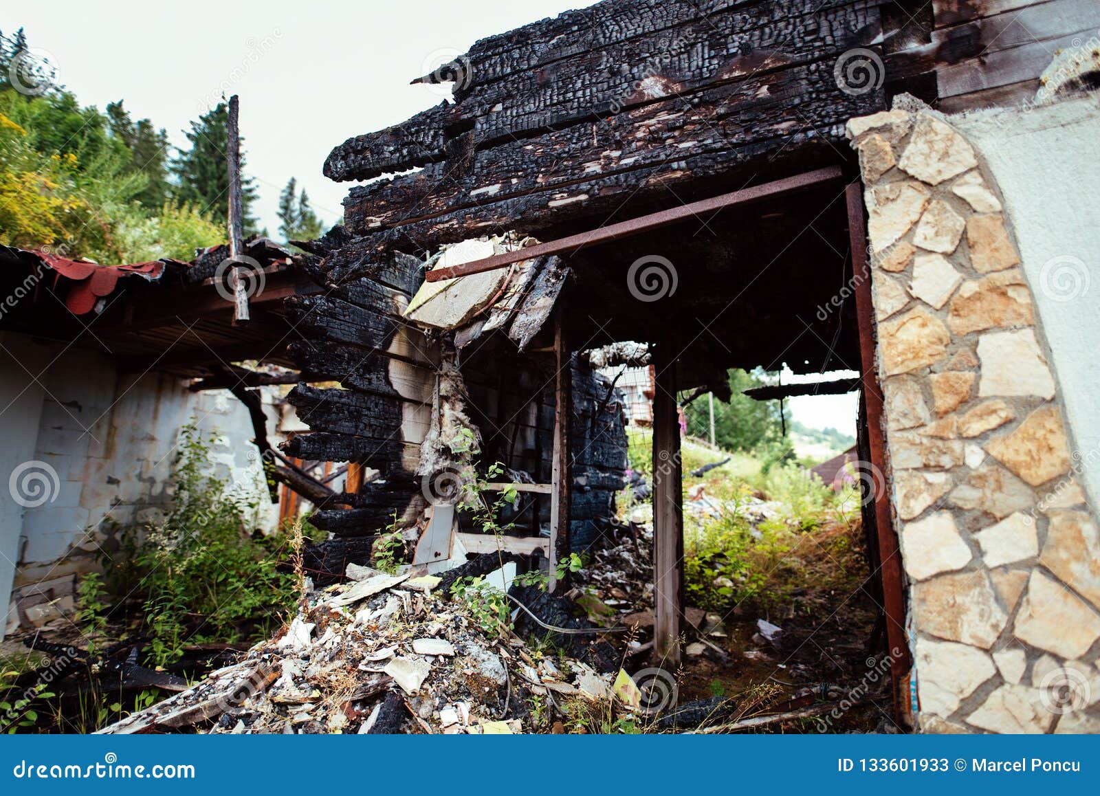 Interior of a Burnt Fire Home Stock Image - Image of fire ...