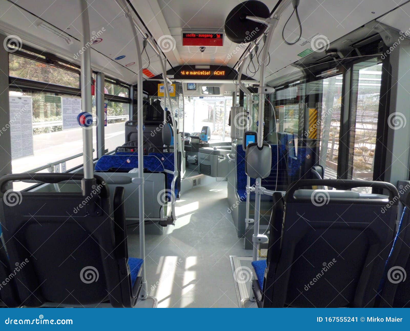 Interior of the Bus Both on the Passenger Side with Seats and Details ...
