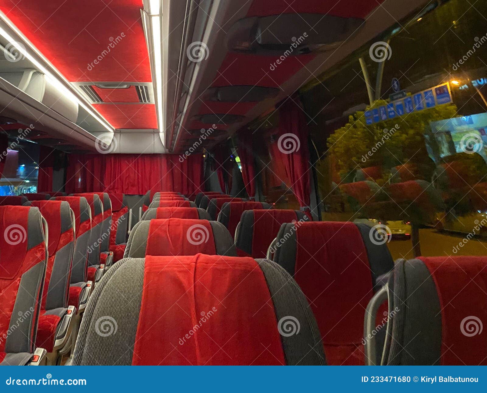 An Interior of a Bus Running through the Tunnel Stock Photo - Image of ...