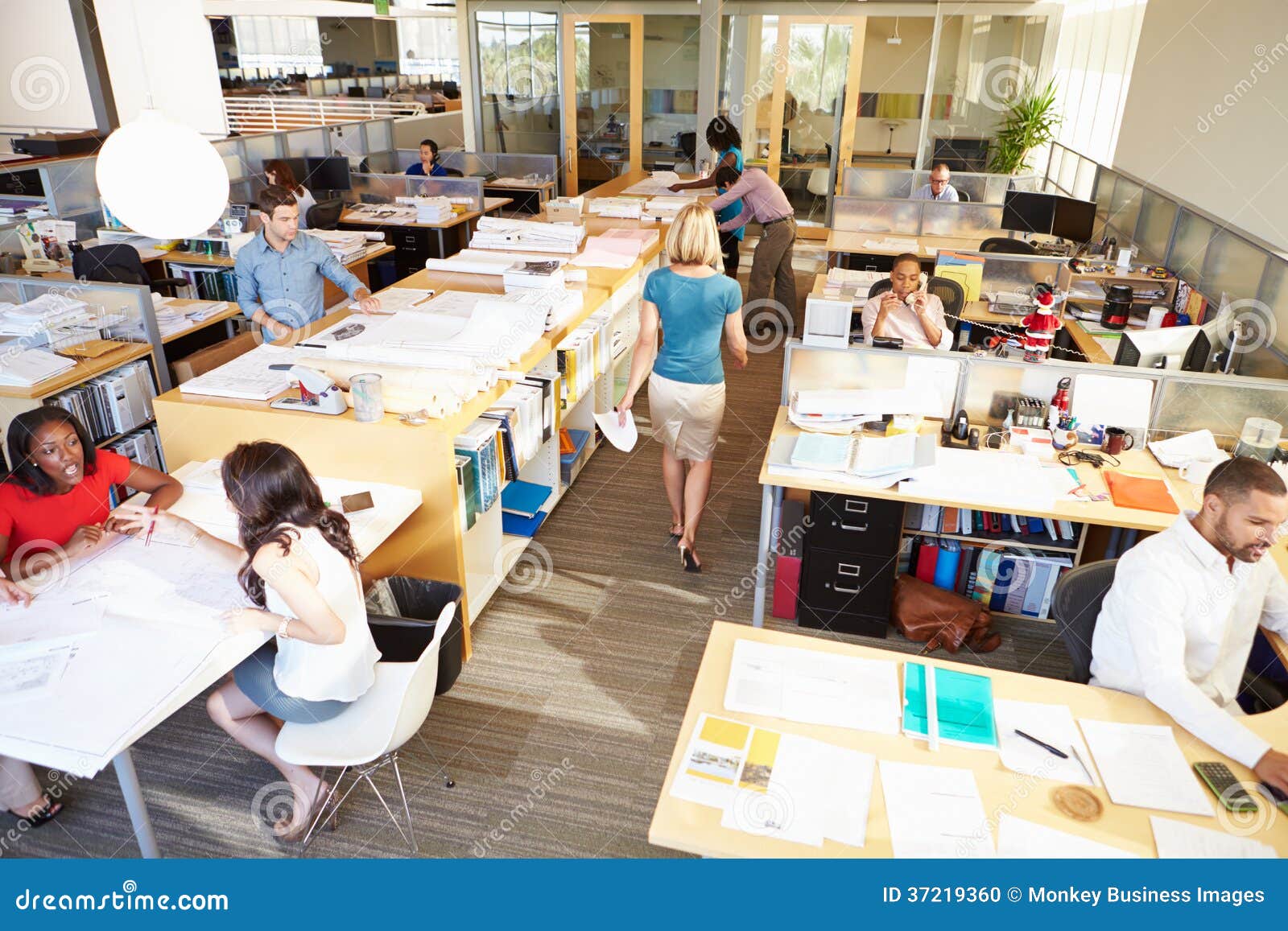Interior of Busy Modern Open Plan Office Stock Photo - Image of casual ...