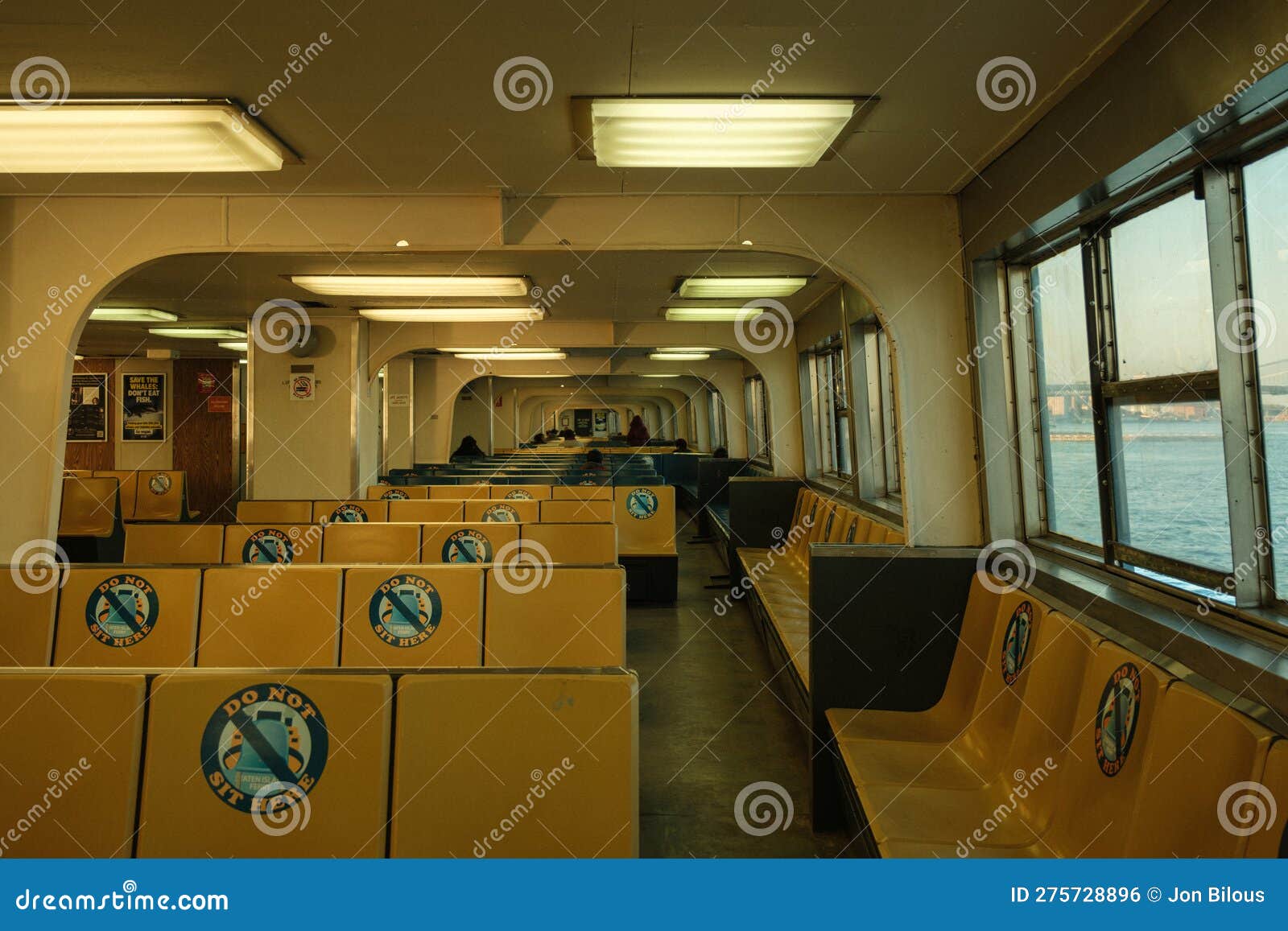 Interior Of The Ferry. Ferry Inside. Empty Seats Without Passengers ...