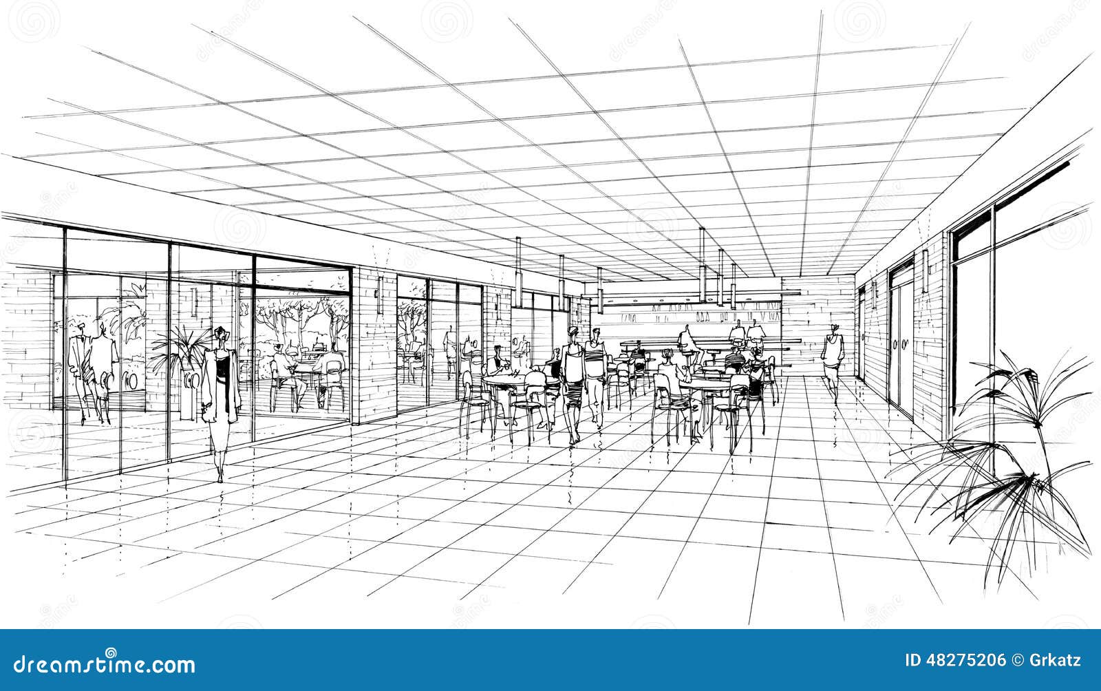 Interior of the cafe stock illustration. Illustration of architecture ...