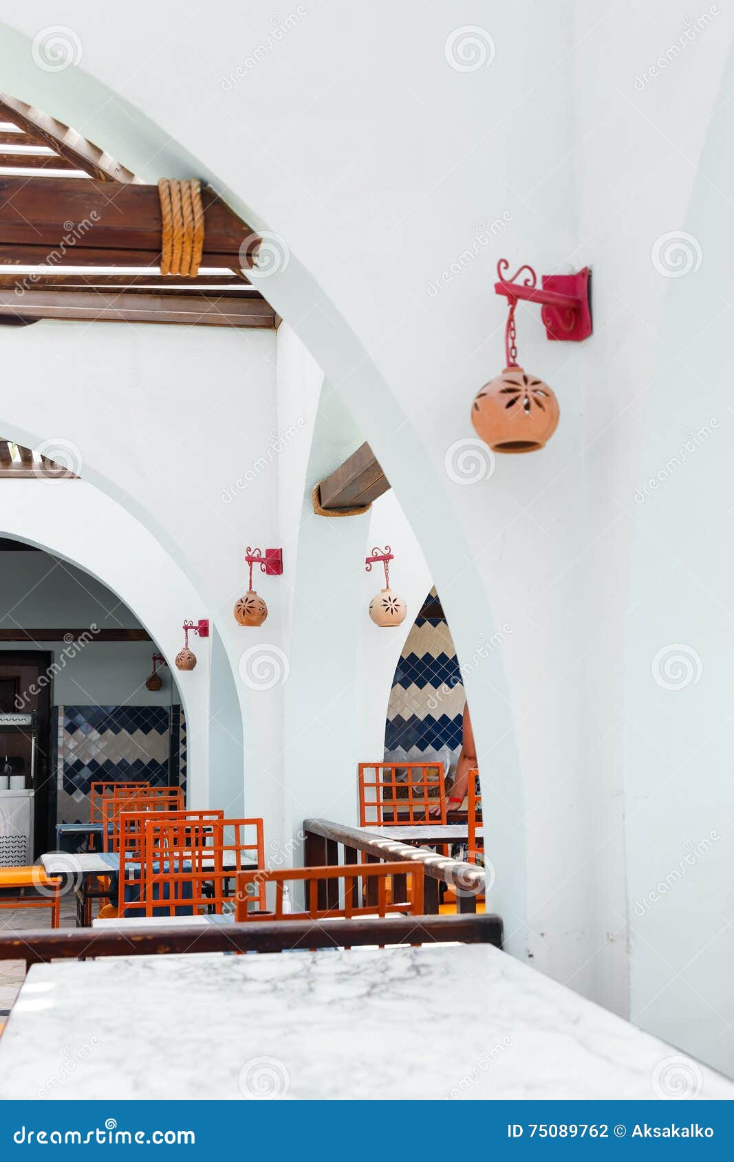 The Interior of the Cafe in Egypt. Stock Photo - Image of sidewalk ...