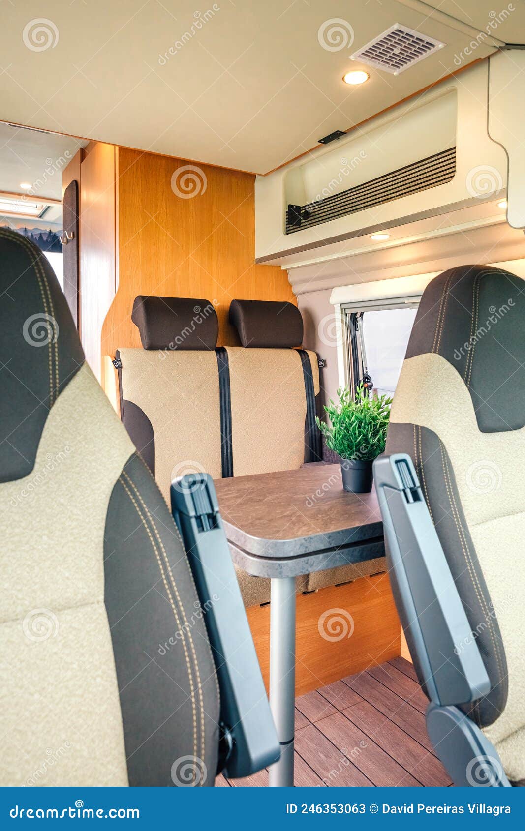 Interior of a Camper Van with Table Stock Image - Image of table ...