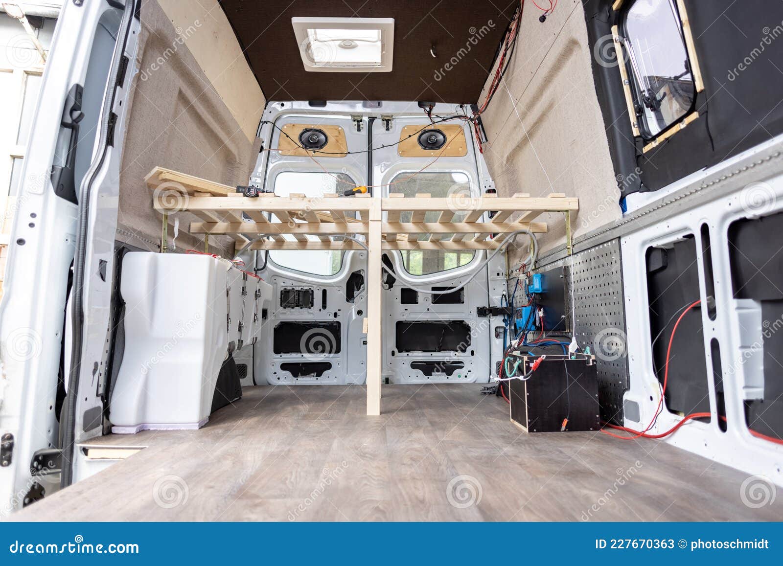 Interior of a Camper Van Under Construction Stock Image - Image of ...