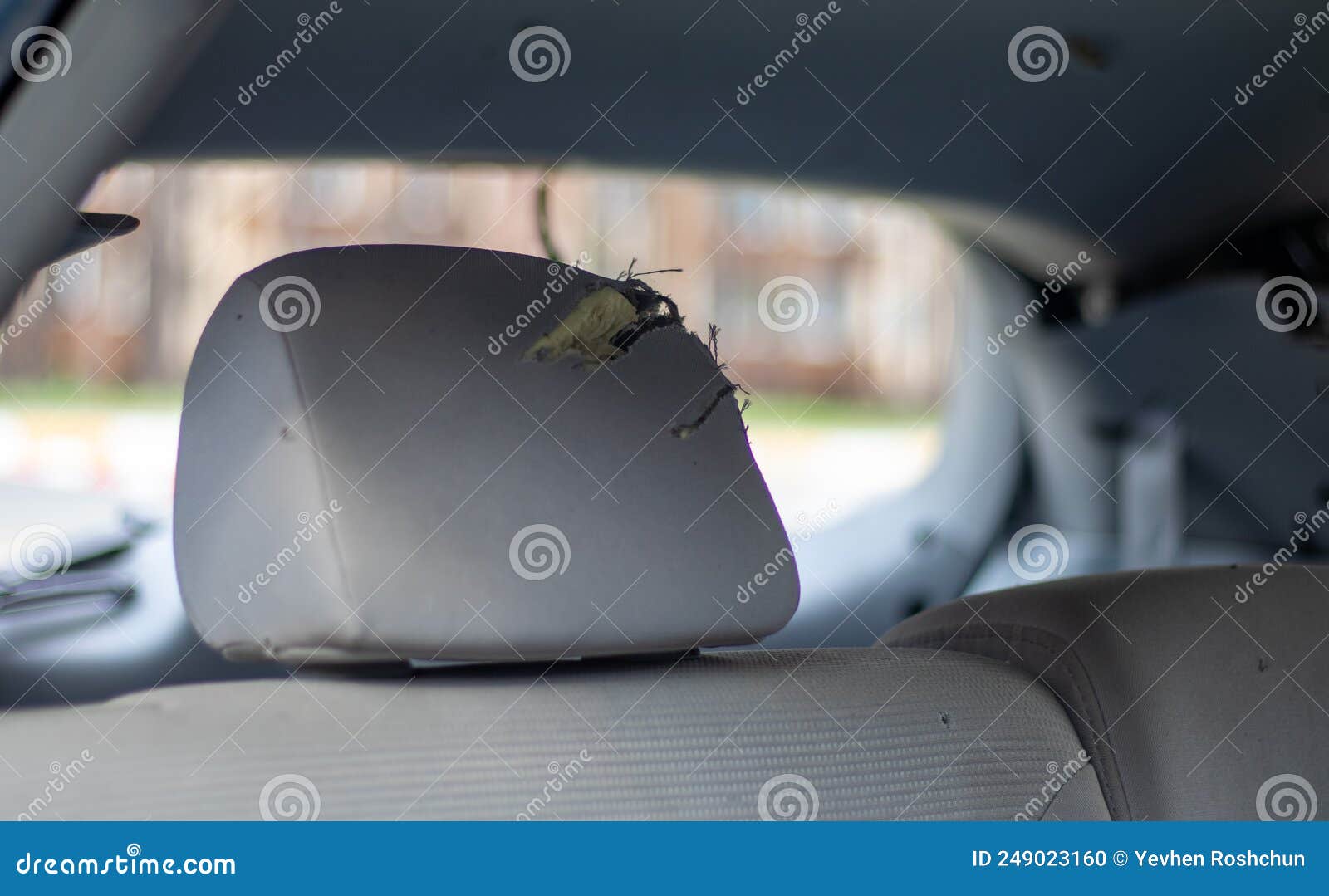 The Interior of the Car is Damaged after the Accident, Broken Glass on ...