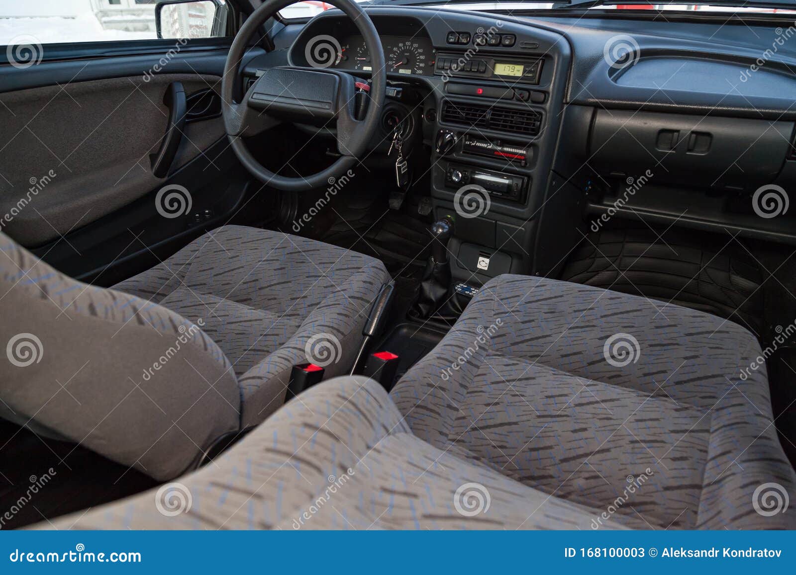 The Interior of the Car Lada 2114 Samara with a View of the Steering ...
