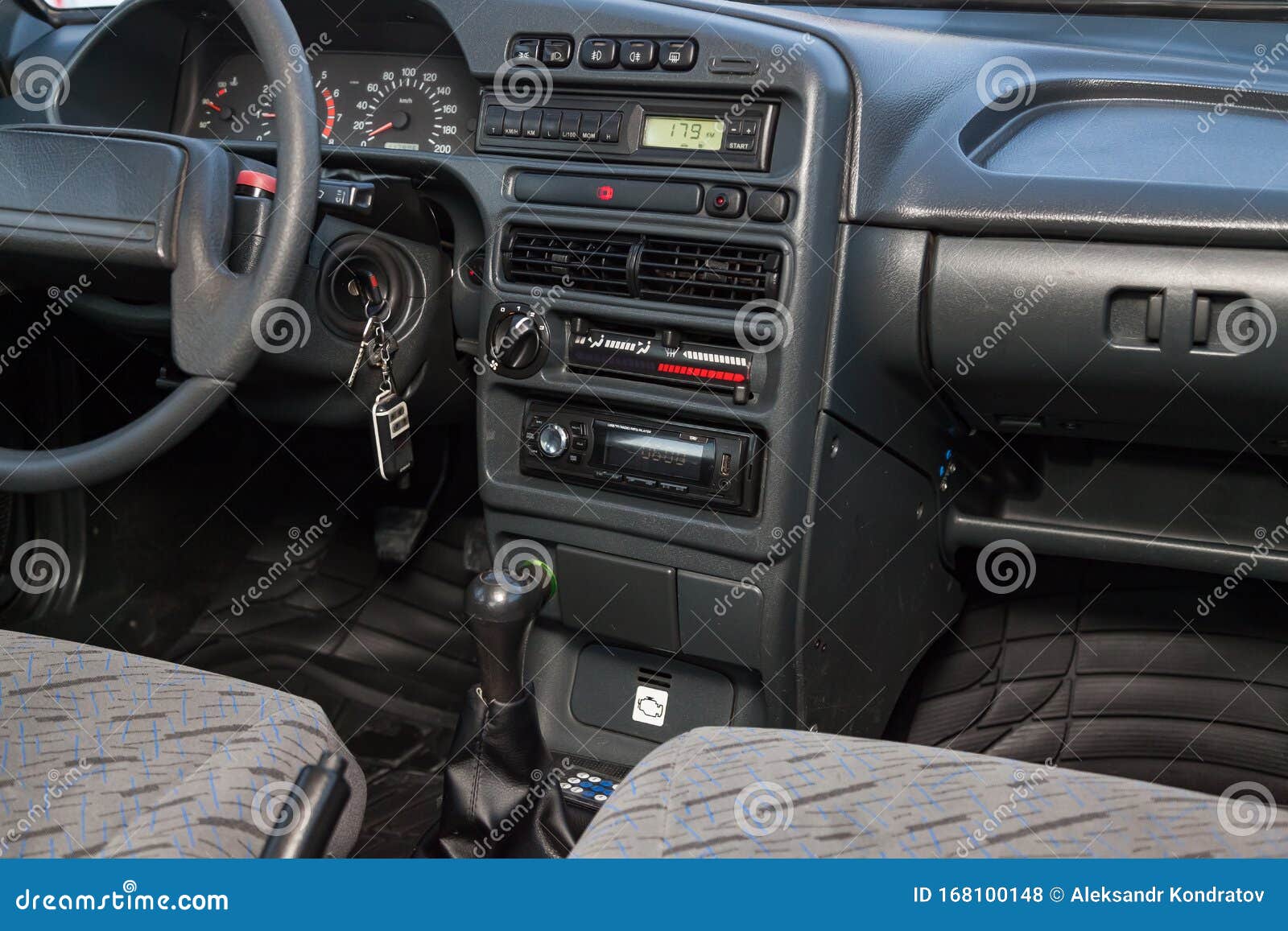 The Interior of the Car Lada 2114 Samara with a View of the Steering ...