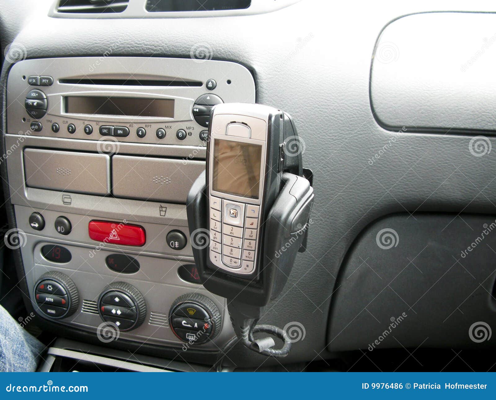 Interior of Car with Mobile Stock Photo - Image of driving, leather ...