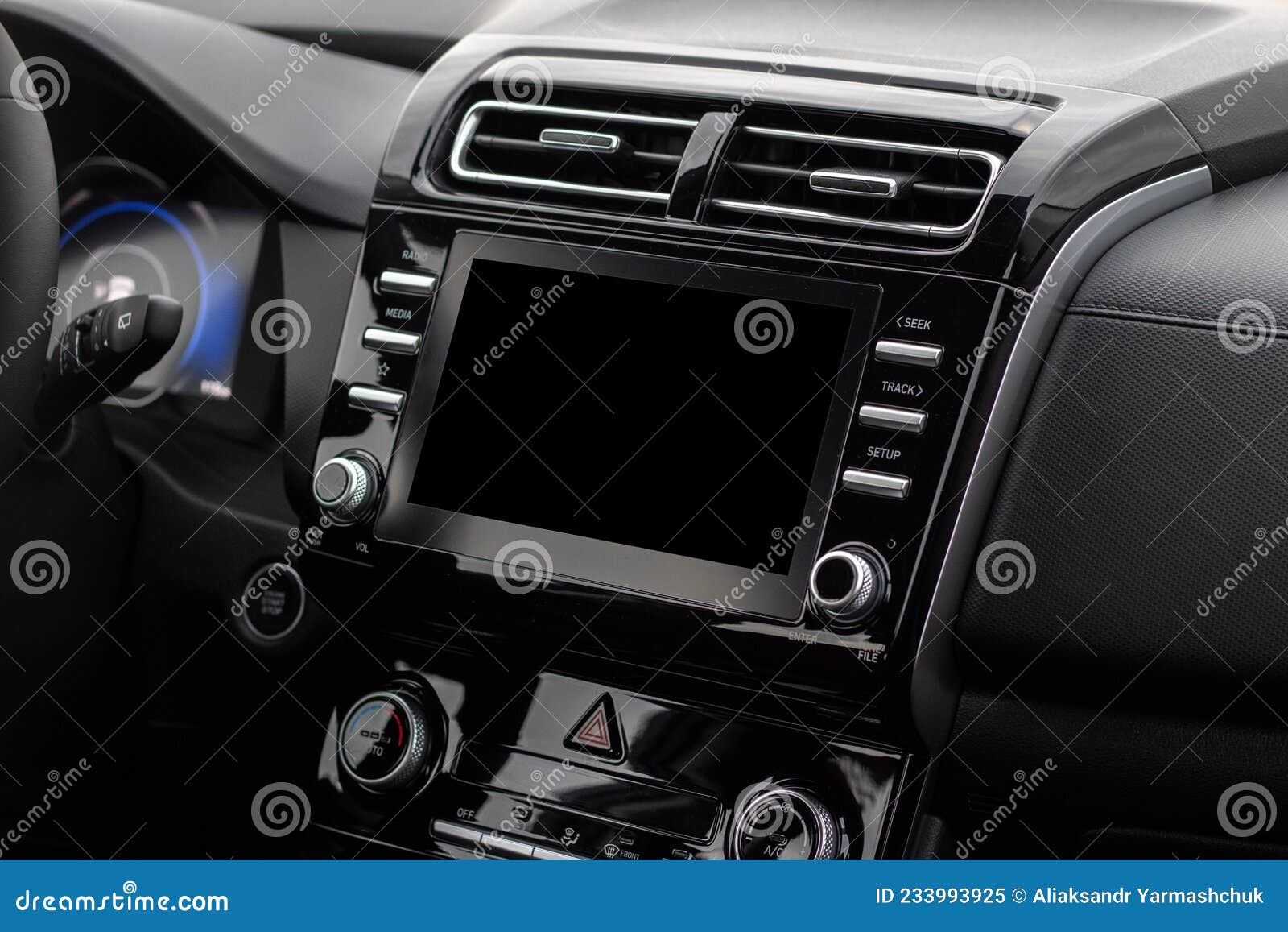 The Interior of the Car. Car-mounted Tablet with Mockup Stock Image ...