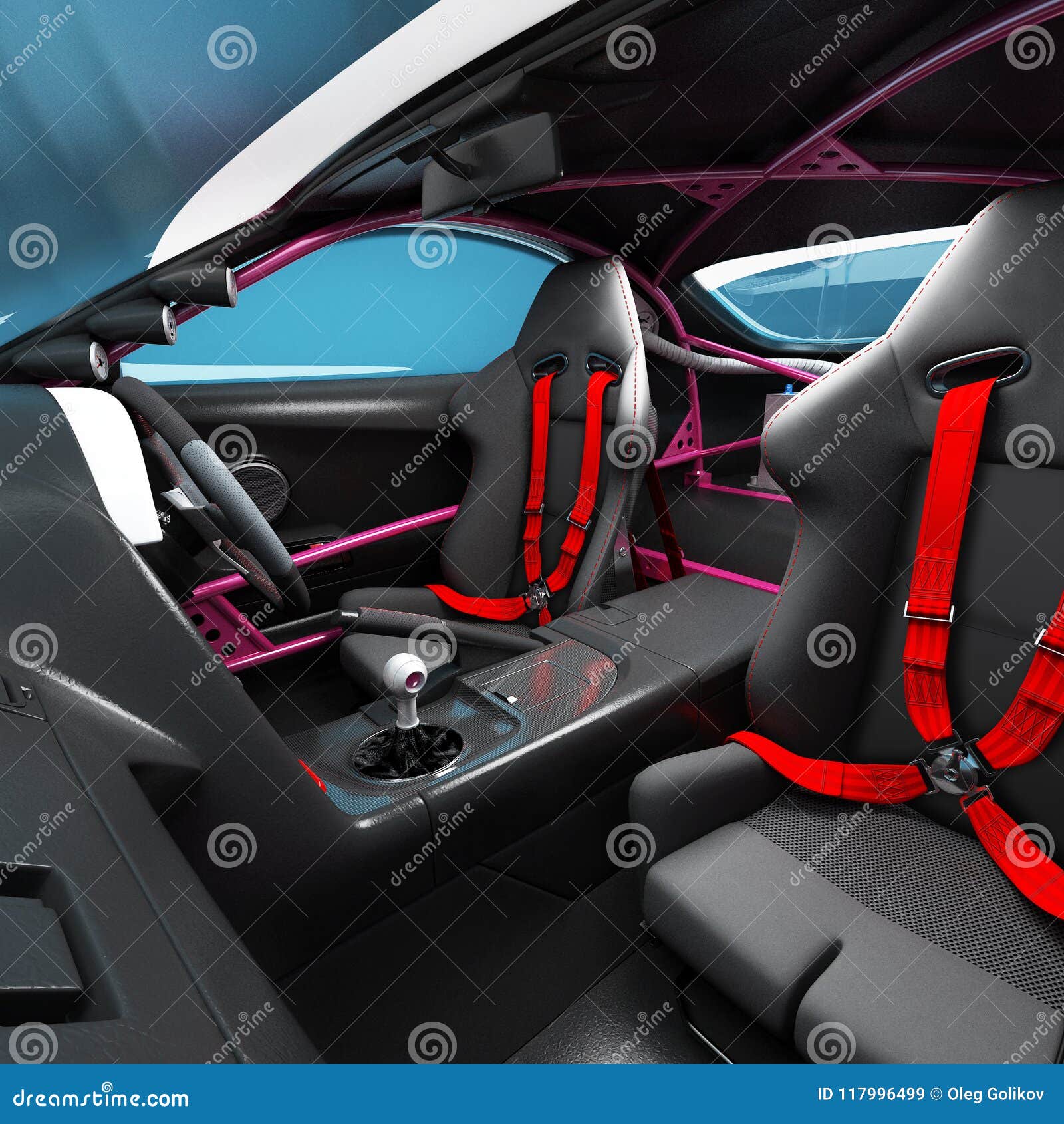 The Interior of the Car for Racing. Executed Elements and Safety Nodes ...