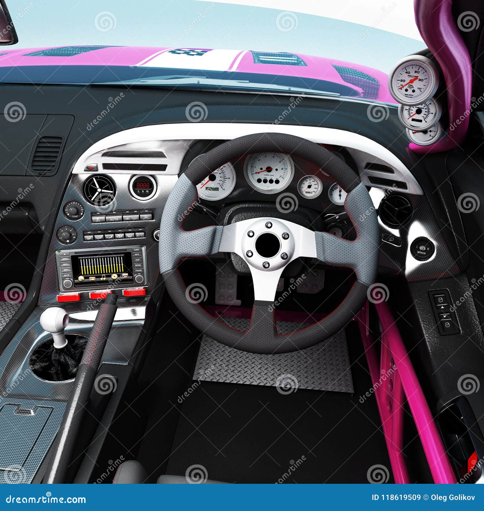 The Interior of the Car for Racing. Executed Elements and Safety Nodes ...
