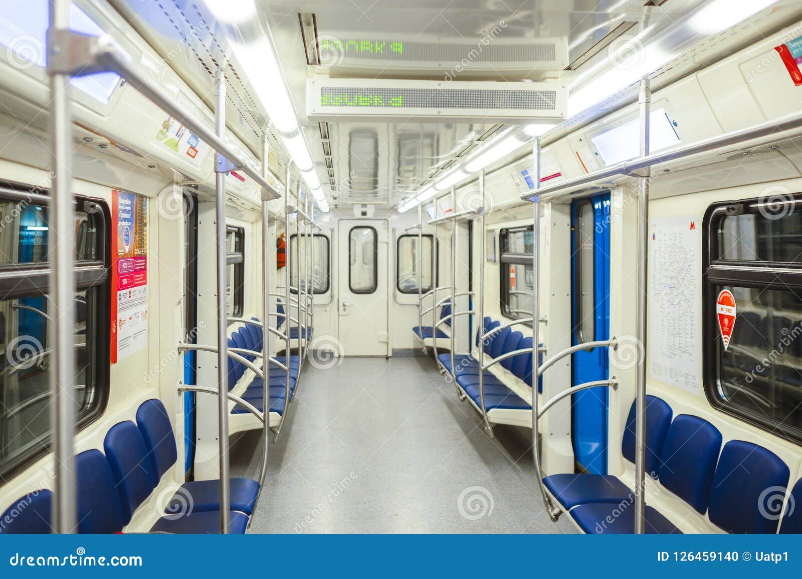 Interior of a Carriage of Subway Train in Moscow, Russia Editorial ...