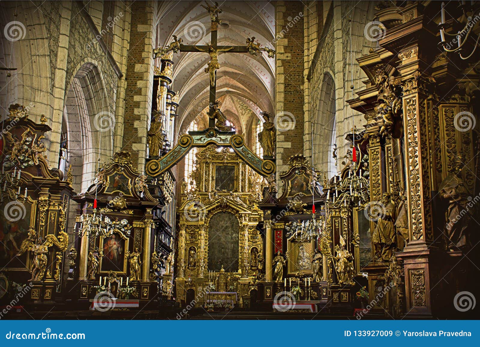 Interior of a Catholic Temple Stock Image - Image of rich, cross: 133927009