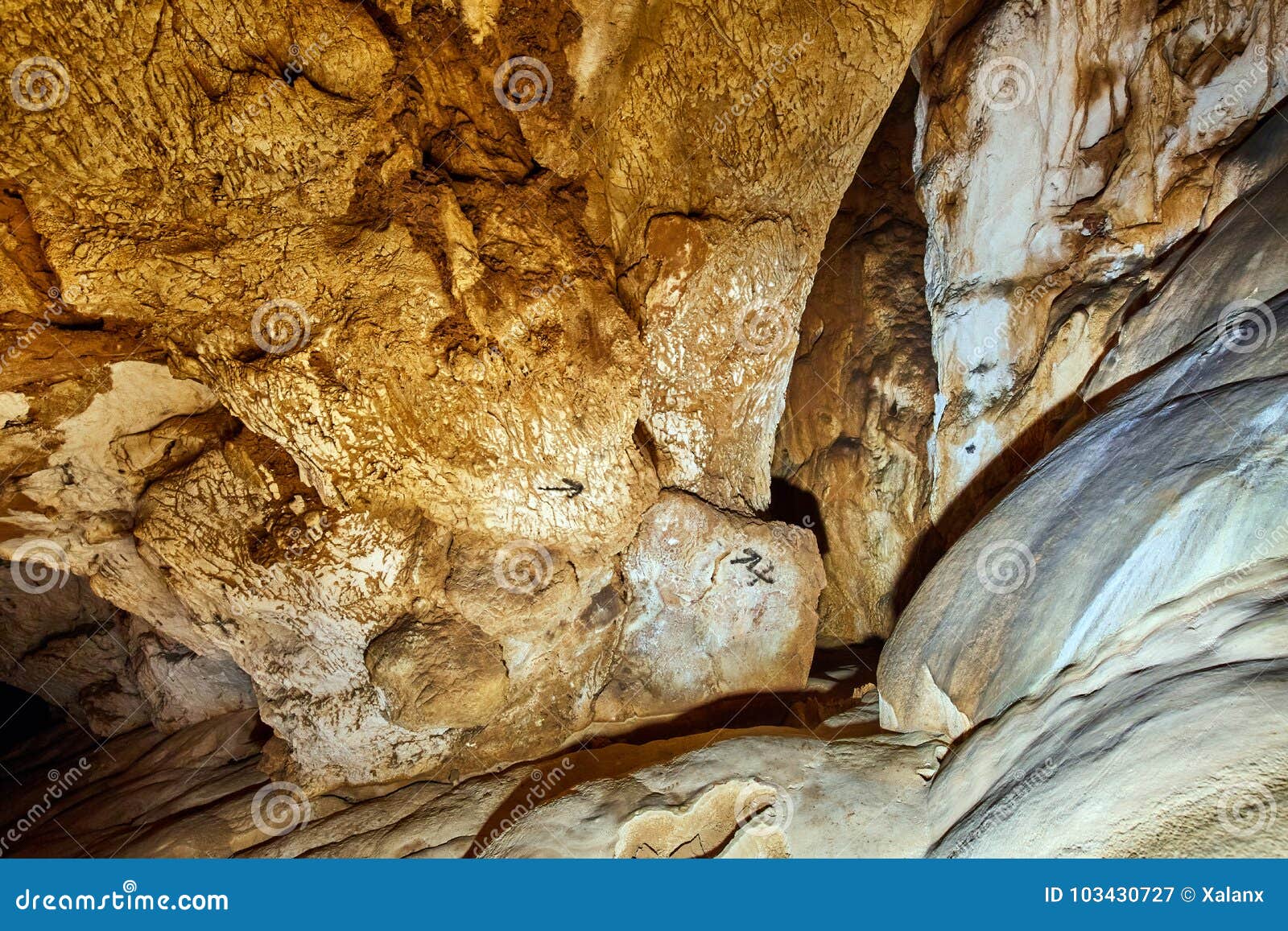 Cave Interior in a Limestone Mountain Stock Image - Image of ancient ...