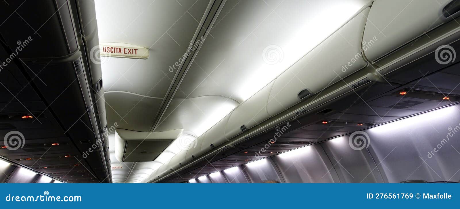 The Interior Ceiling of an Aircraft Stock Image - Image of ceiling ...