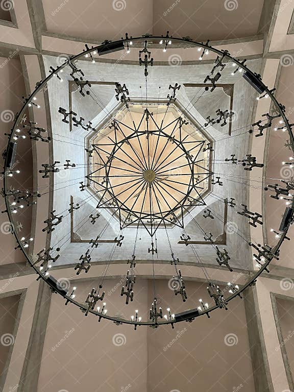 Interior Ceiling with Chandelier and Lamps As Structure Background ...