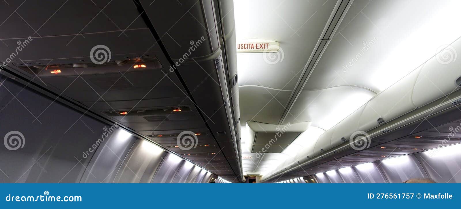 The Interior Ceiling of an Aircraft Stock Image - Image of class, cabin ...