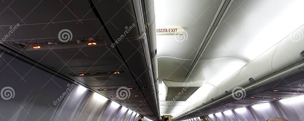 The Interior Ceiling of an Aircraft Stock Image - Image of class, cabin ...
