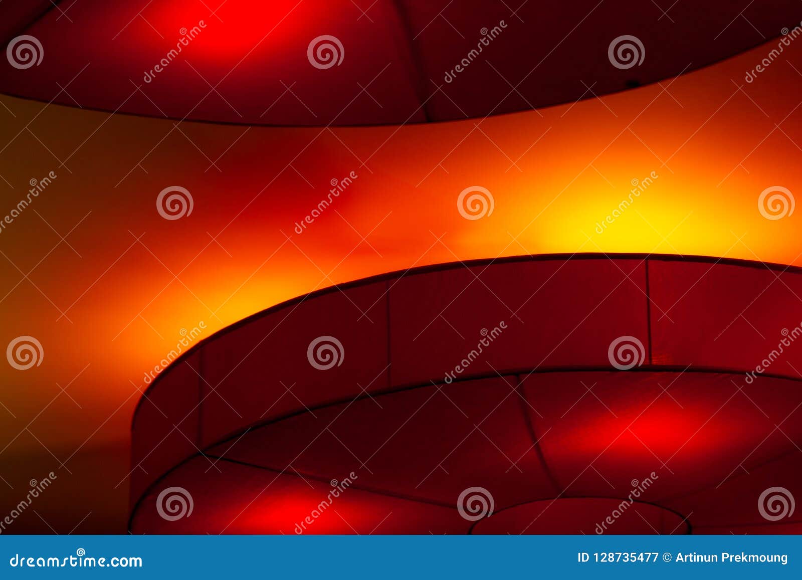 Interior Ceiling Red Lights on Dark Background at Night. Interior ...