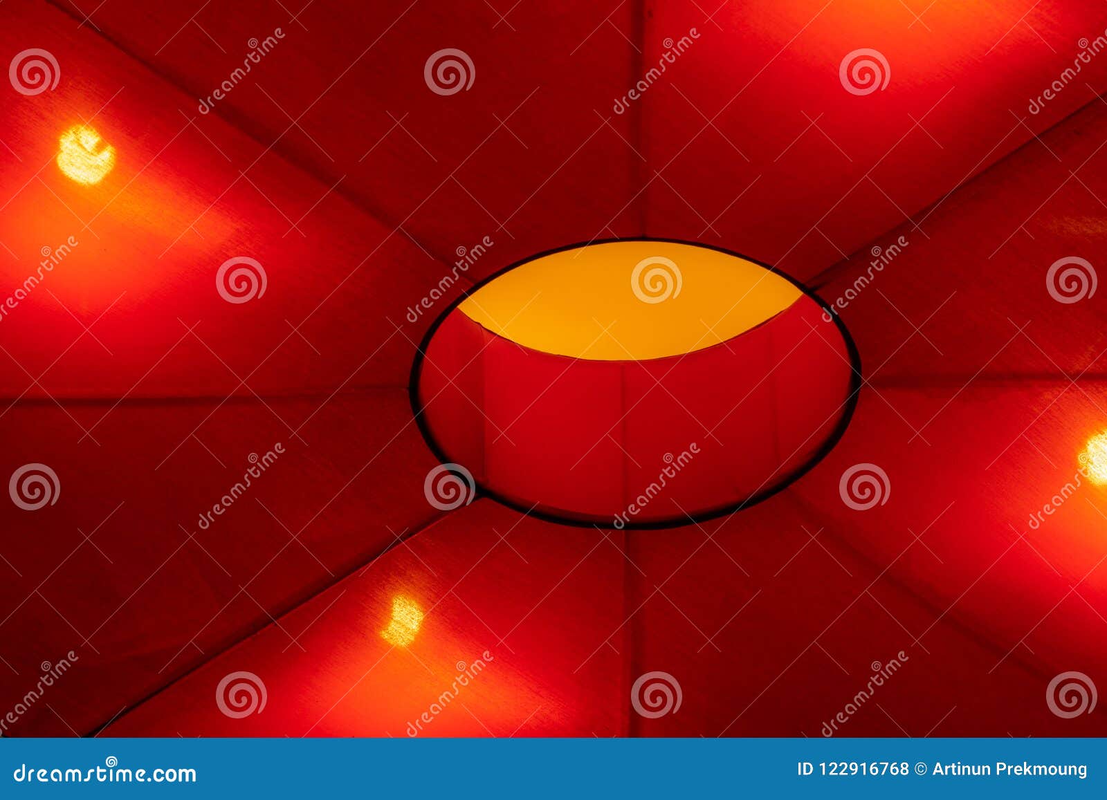 Interior Ceiling Red Lights on Dark Background at Night. Interior ...