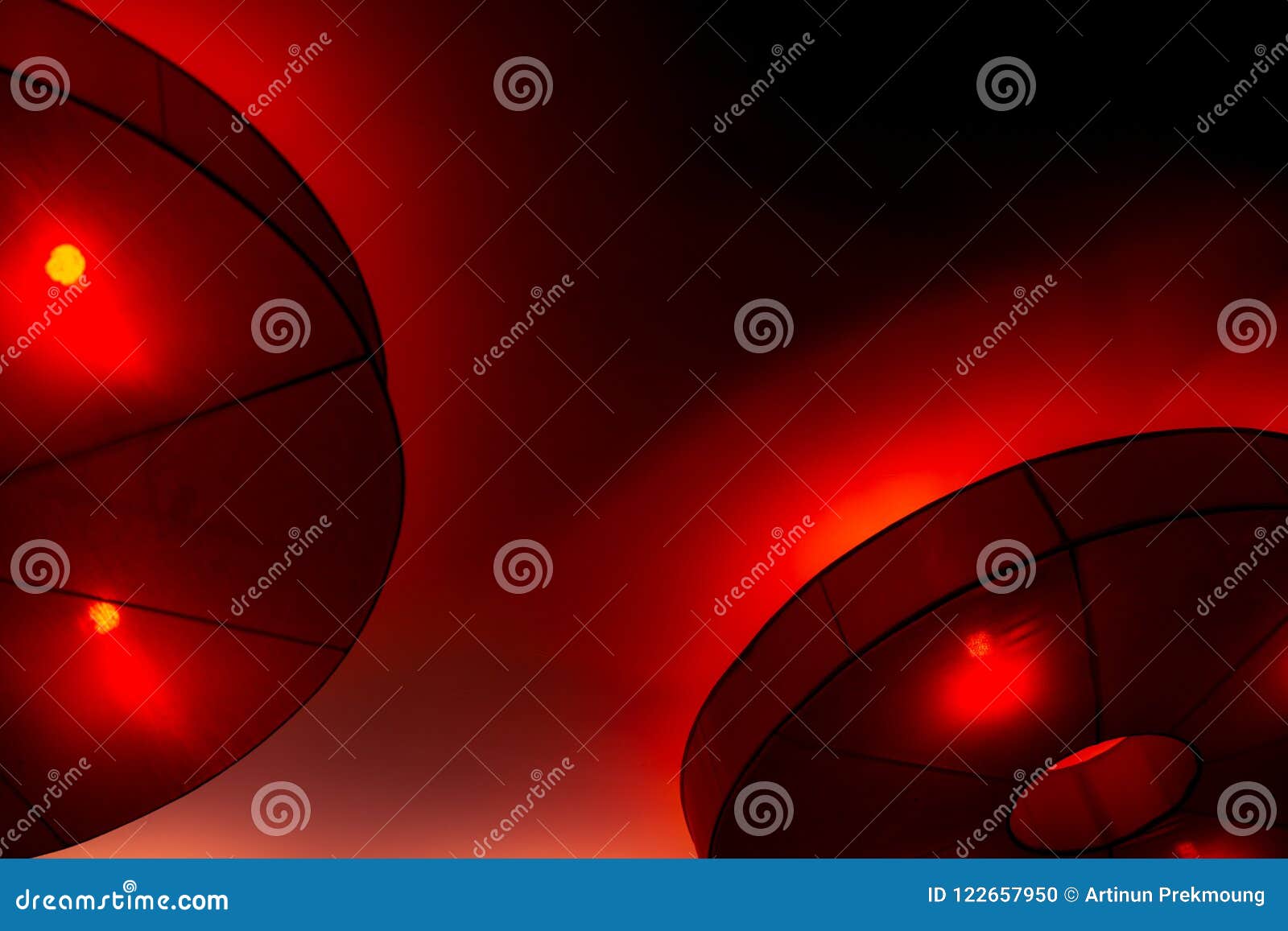 Interior Ceiling Red Lights on Dark Background at Night. Interior ...