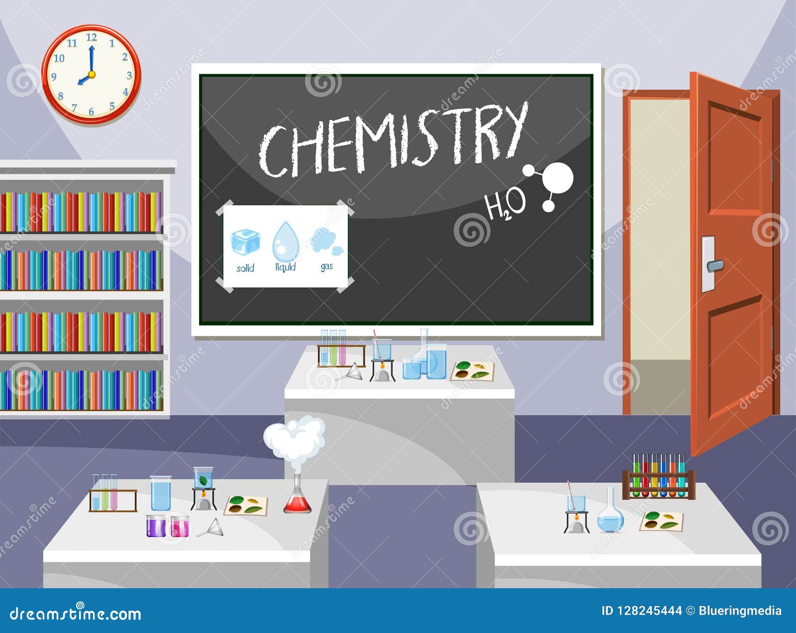 Interior of Chemistry Classroom Stock Vector - Illustration of book ...