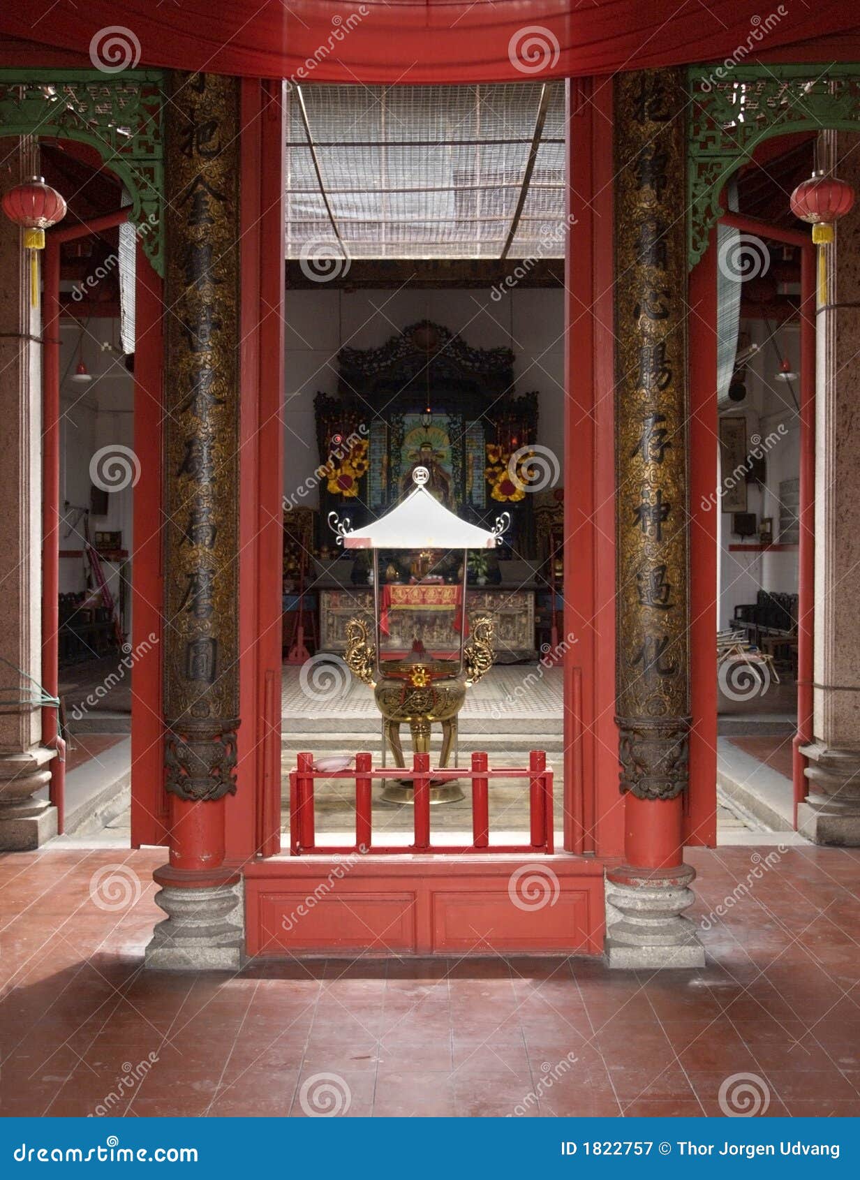 Interior of Chinese temple stock image. Image of buddhist - 1822757