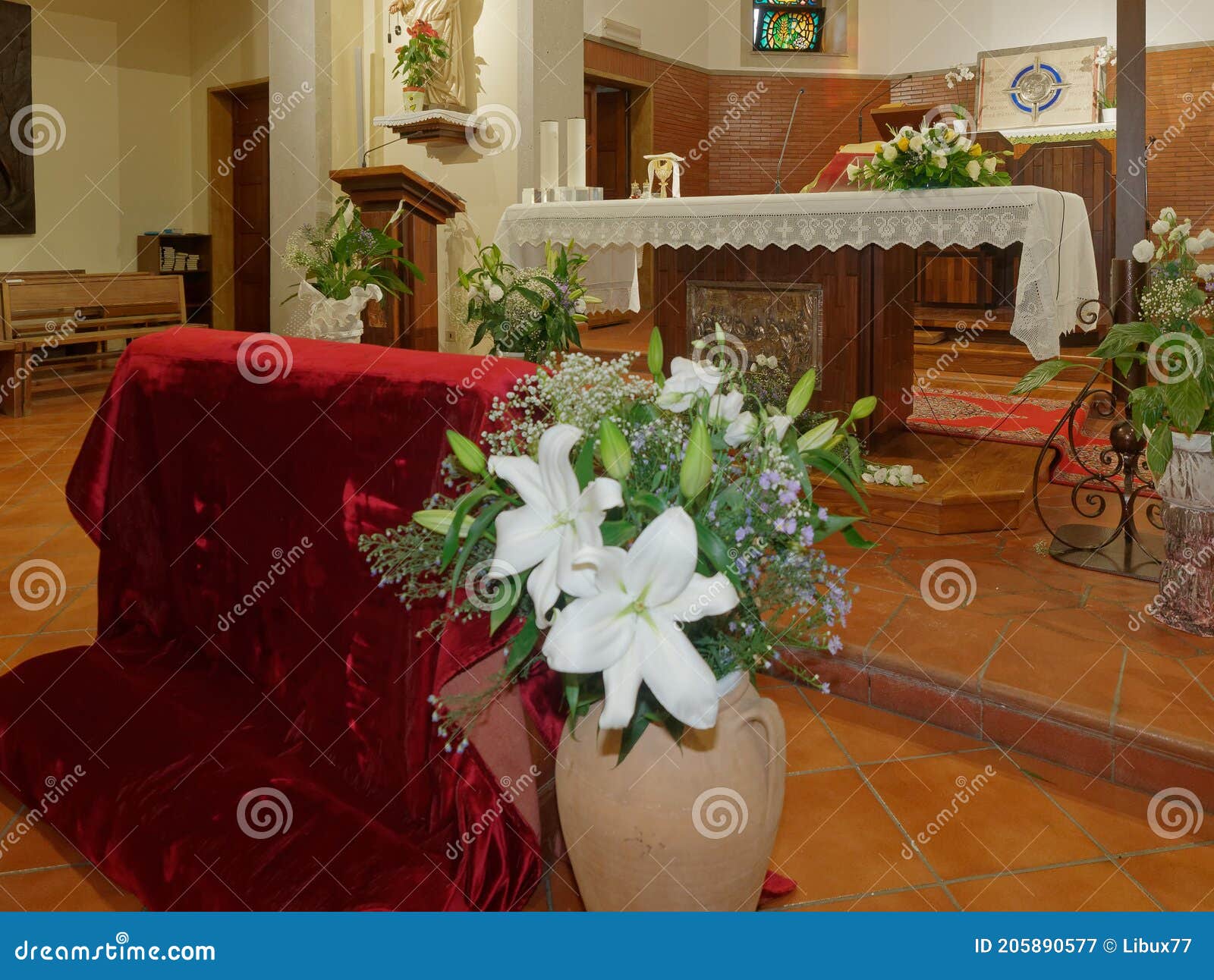 Interior of Christian Church Altar Cross Stock Image - Image of ...