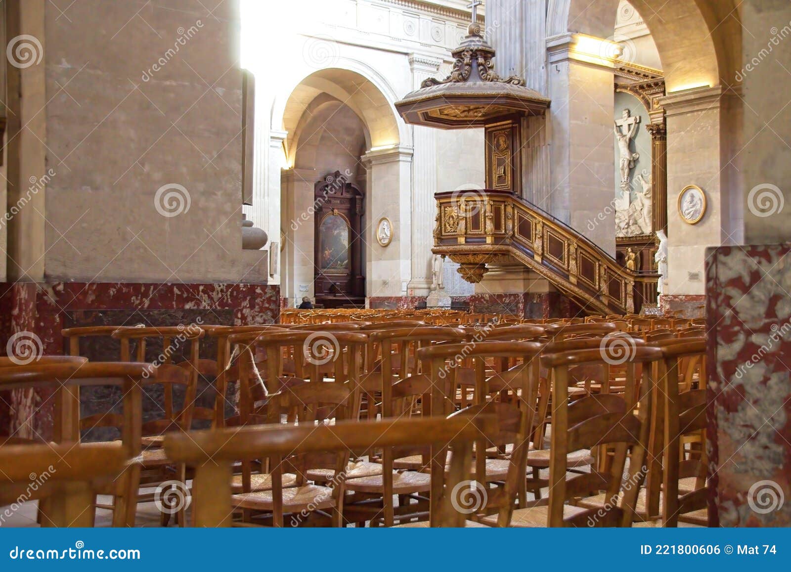Interior of a church stock photo. Image of building - 221800606