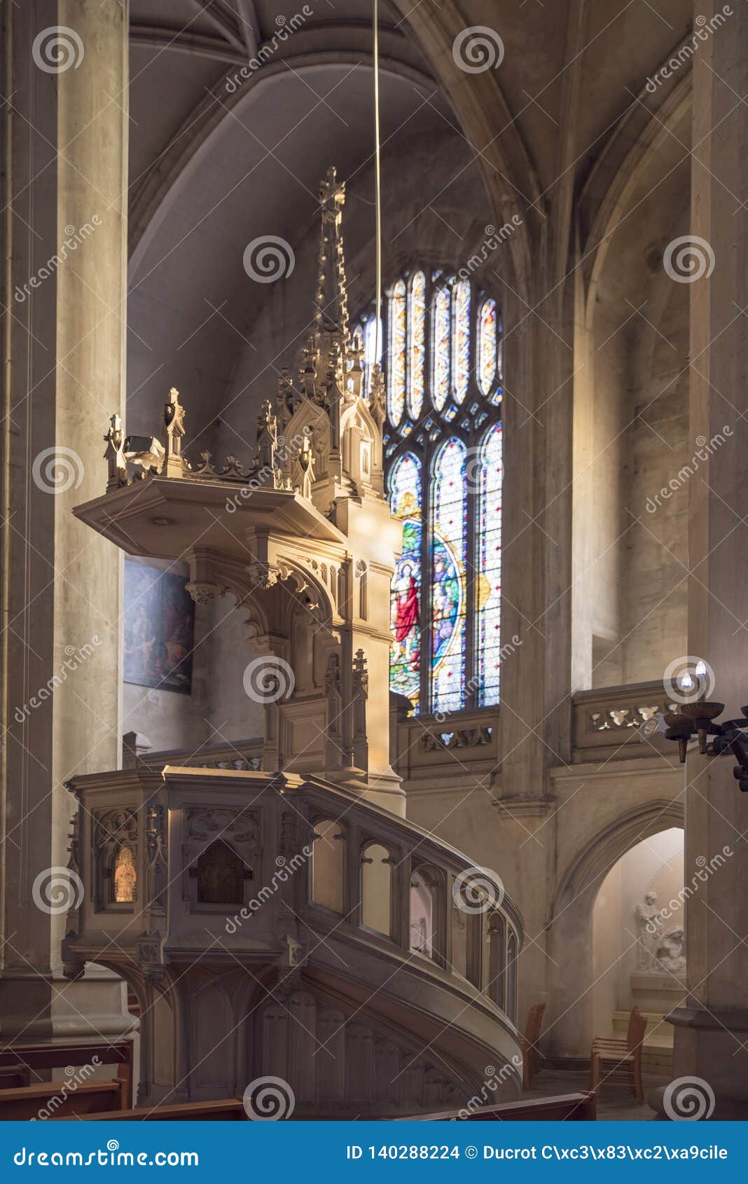 White Pulpit Carved in a Church Stock Photo - Image of spiritual ...