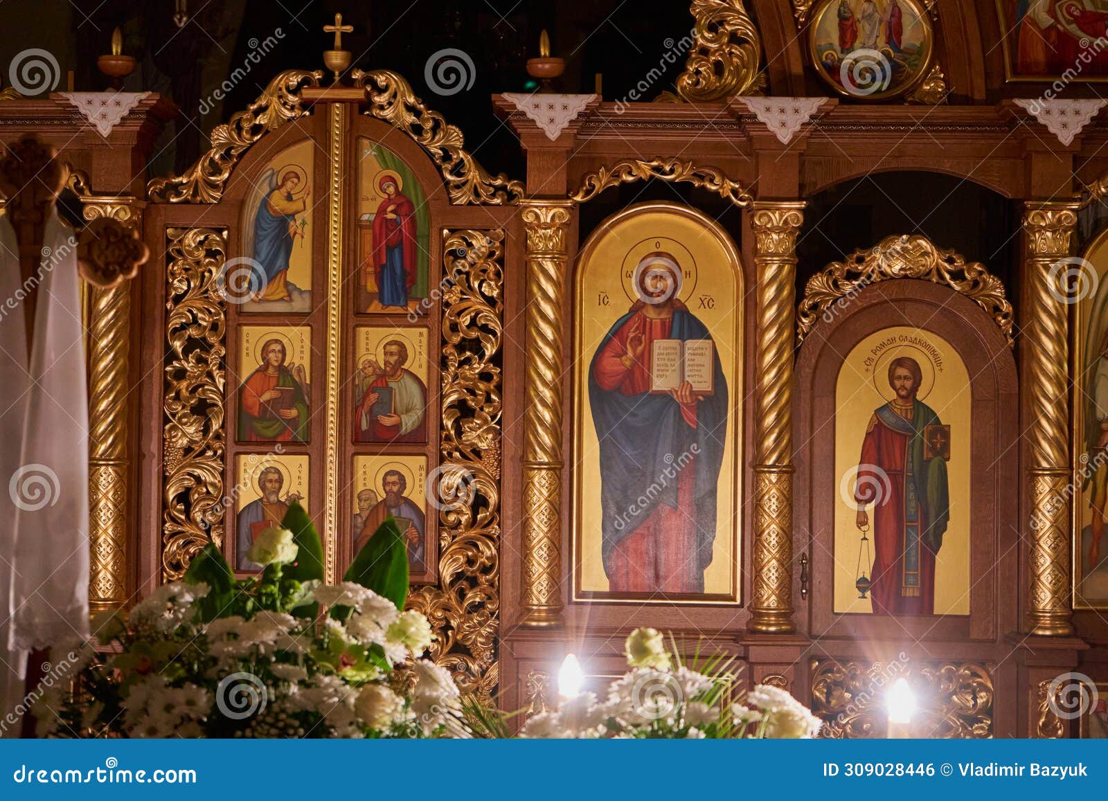 Interior of the Church at Night,Church Interior at Night,illuminated ...