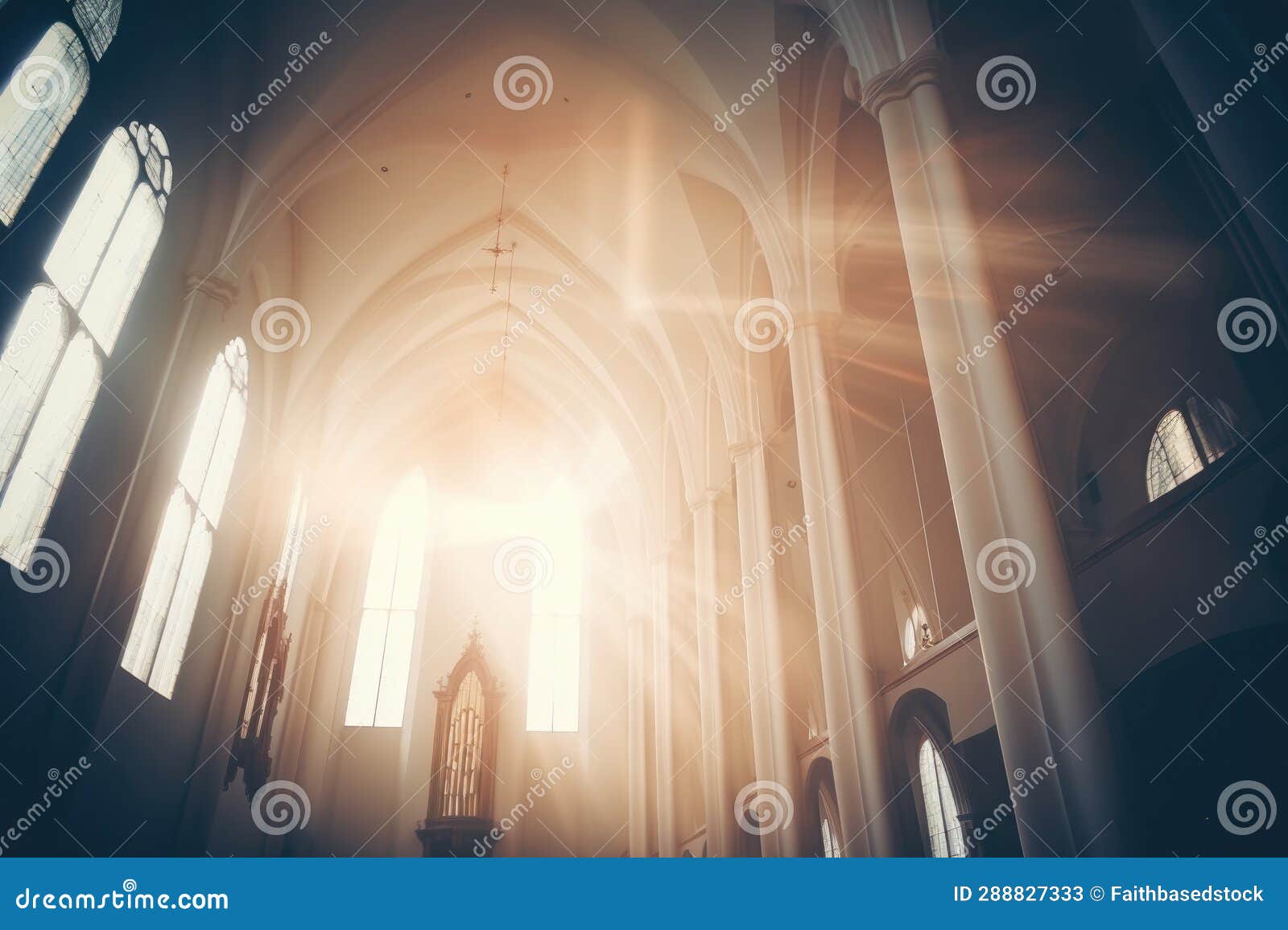 Interior of Church with Sunlight and Lens Flare Filter Effect Stock ...