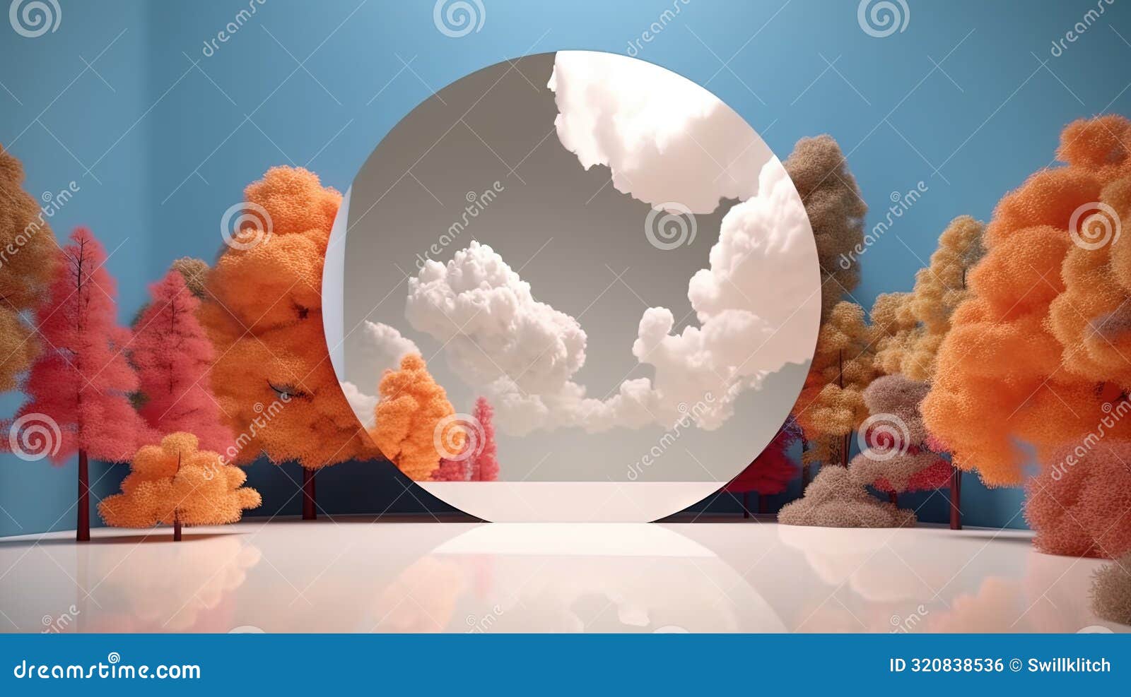 Interior with Circular Architecture Form in 3D Style. Abstract Room ...