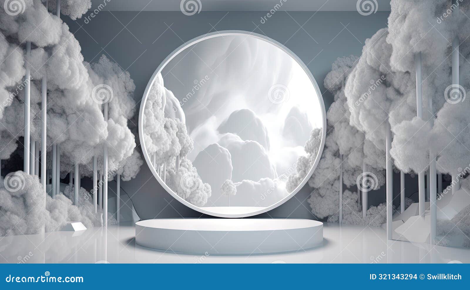 Interior with Circular Architecture Form in 3D Style. Abstract Room ...