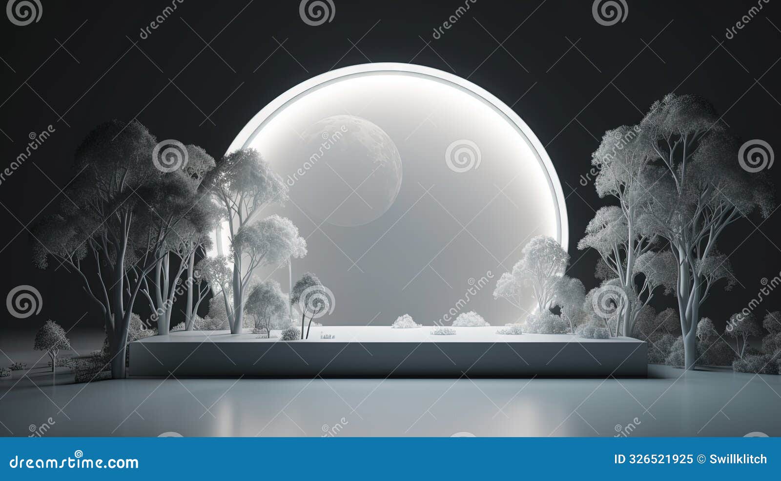Interior with Circular Architecture Form in 3D Style. Abstract Room ...