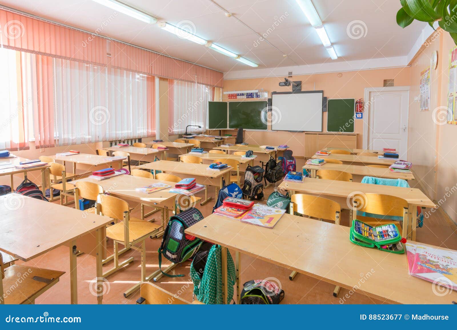 Interior Class in Primary School, General Plan Editorial Photography ...