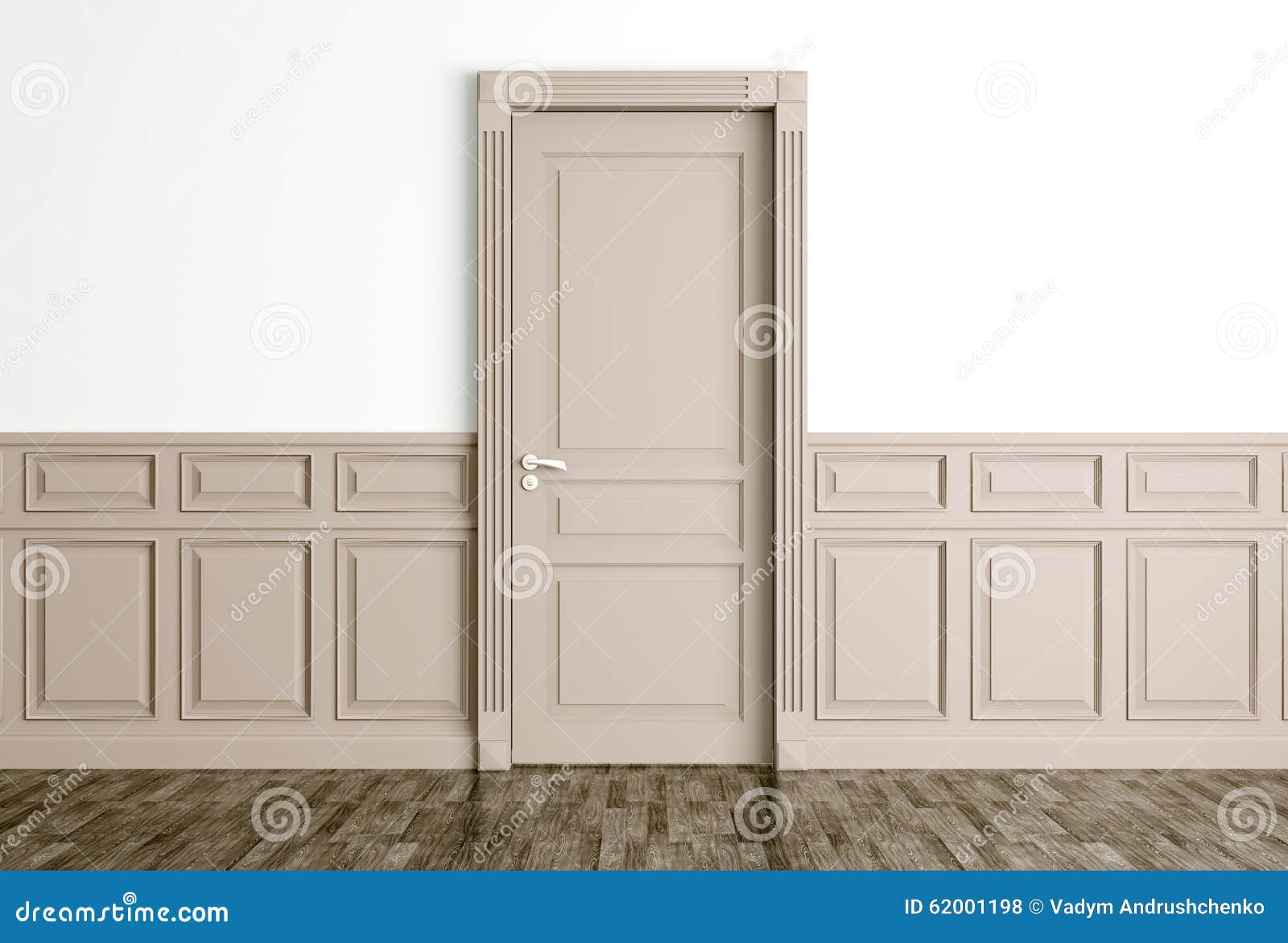 Interior with Classic Beige Door 3d Render Stock Illustration ...