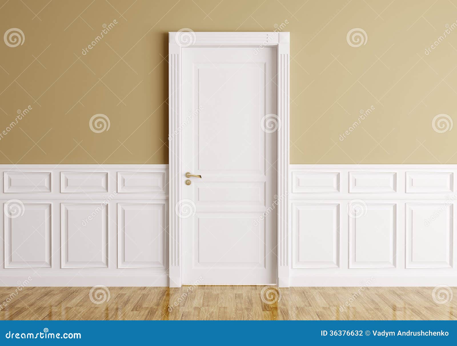 Interior with classic door stock illustration. Illustration of wall ...