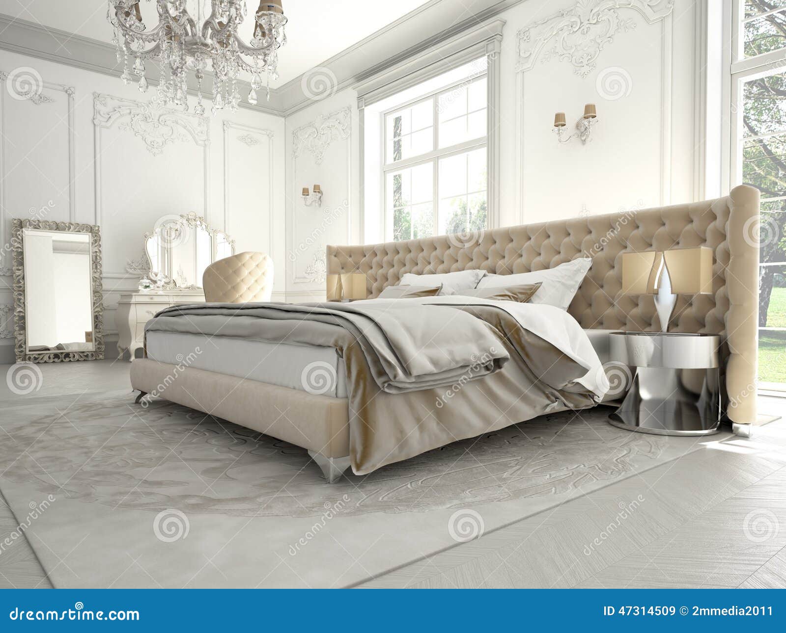 Interior of a Classic Style Bedroom in Luxury Stock Image - Image of ...