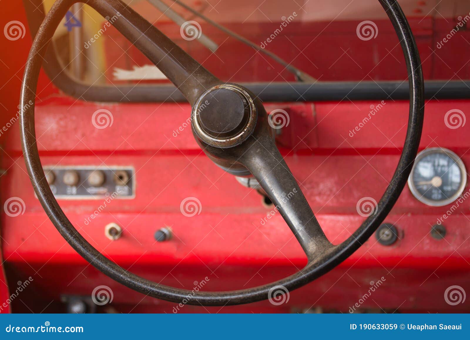 Interior of Classic Vintage Car, Steering Wheel on American Classic Car ...