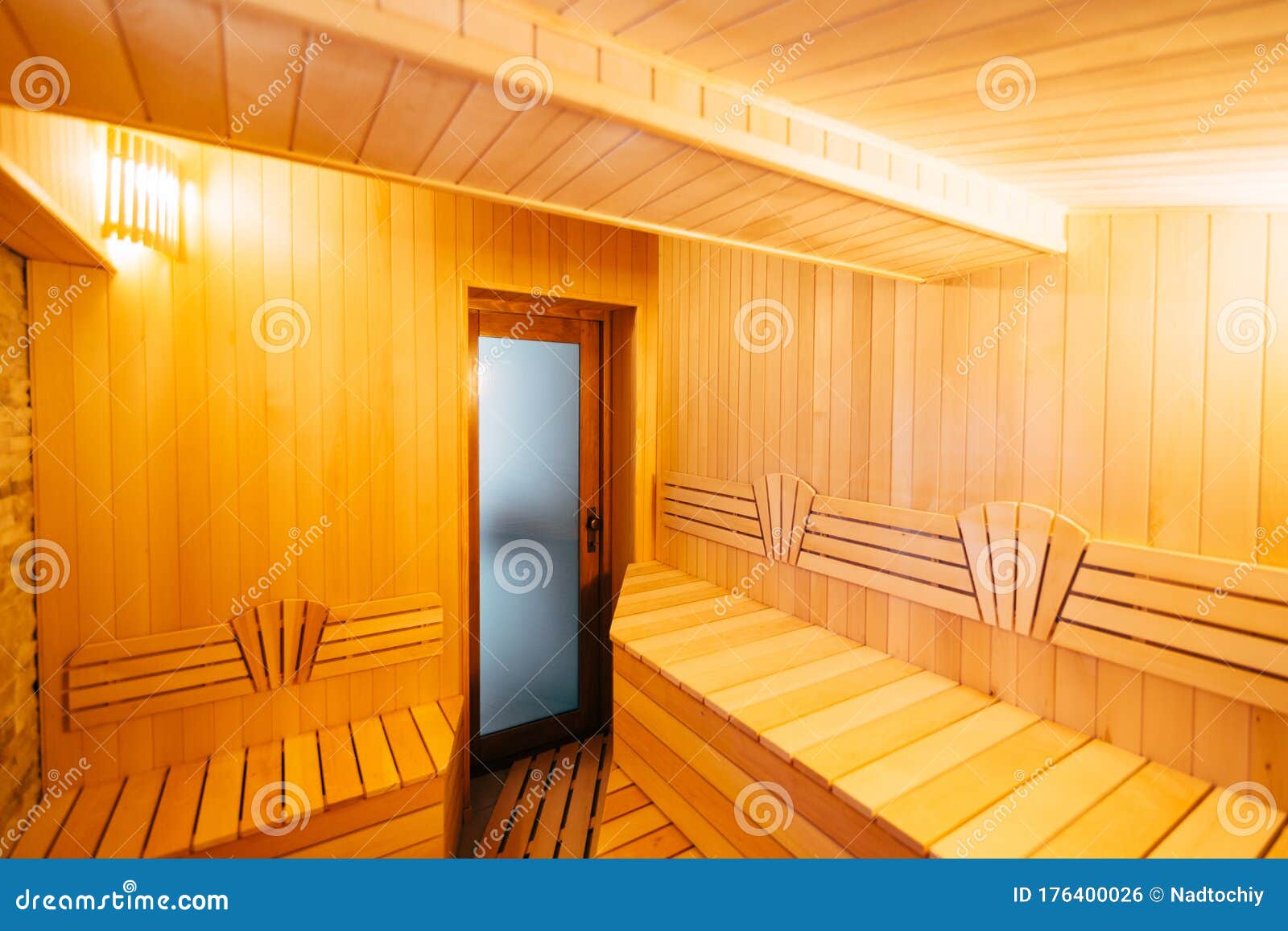 The Interior of the Classic Wooden Sauna Stock Photo - Image of ...