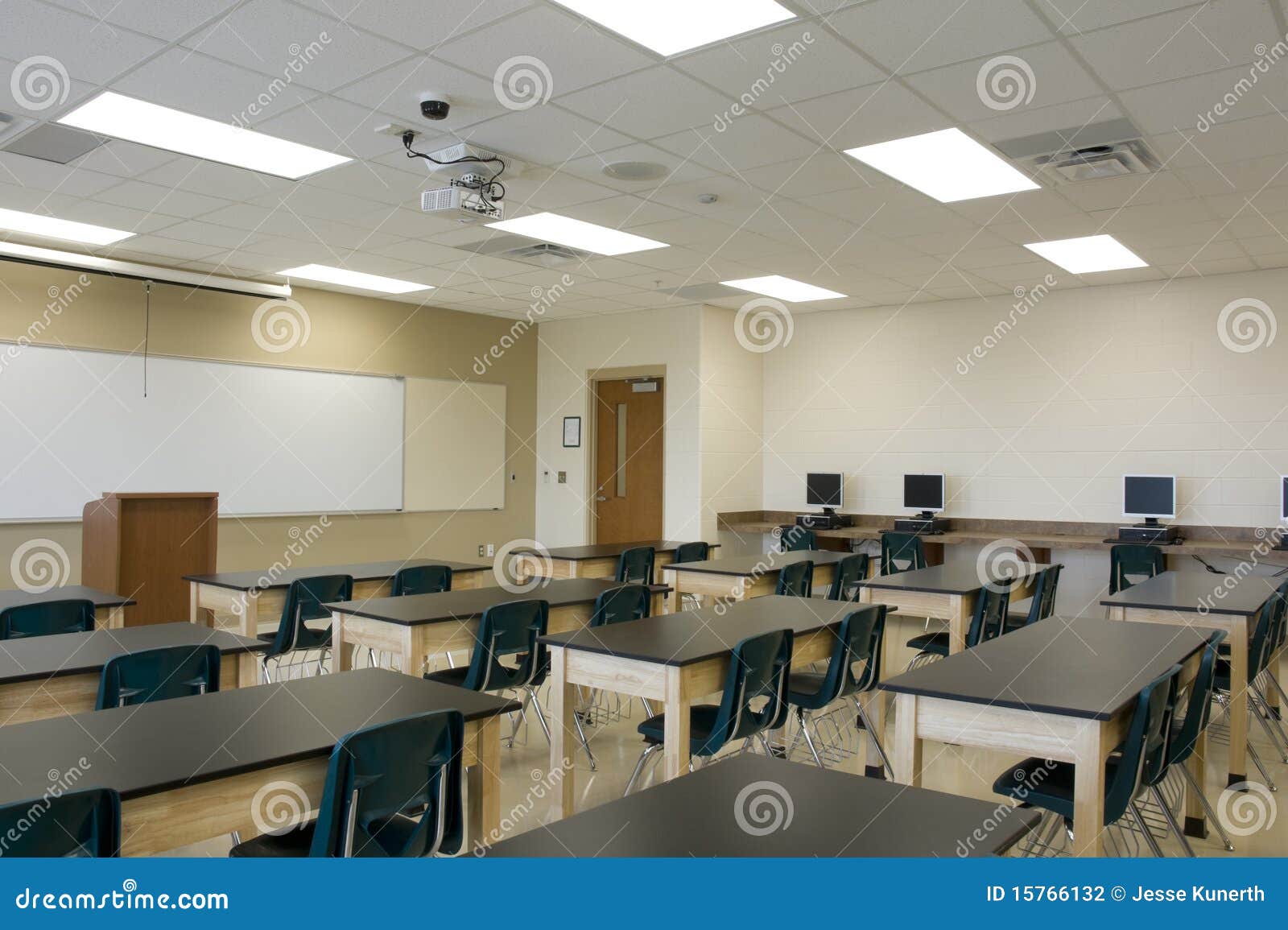 Interior of Classroom stock photo. Image of lights, middle - 15766132