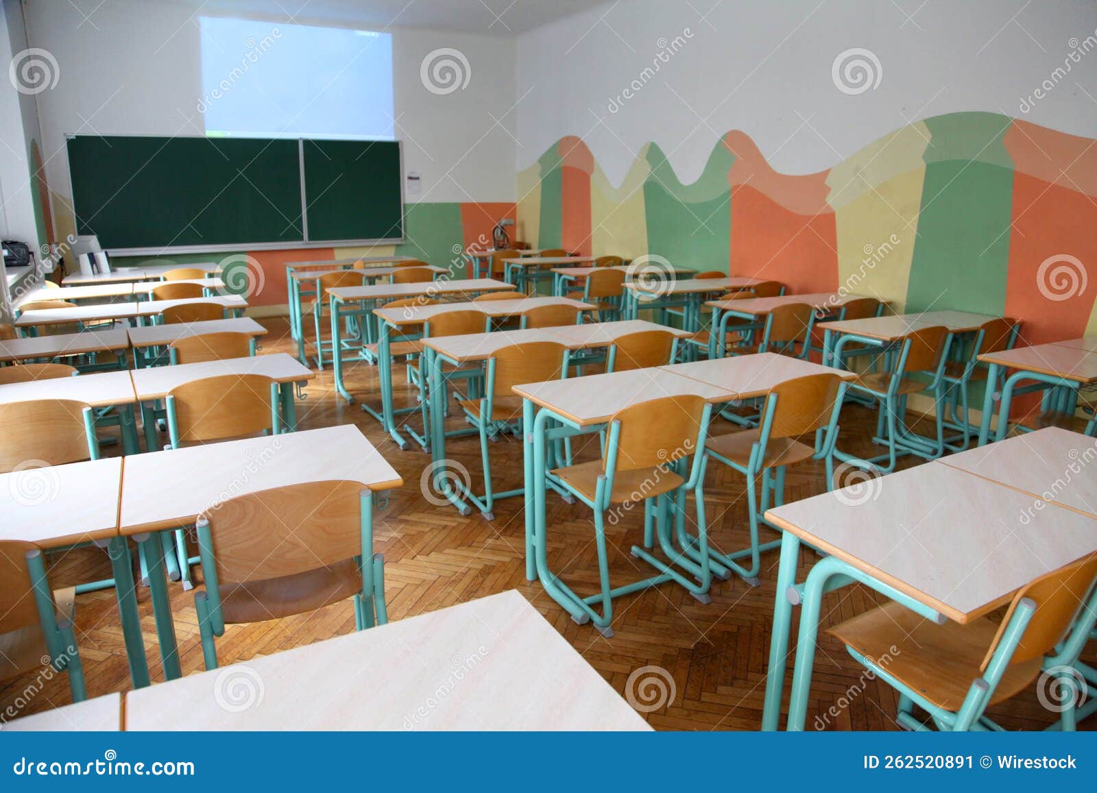 Interior of a Classroom with Empty Chairs Stock Image - Image of chair ...