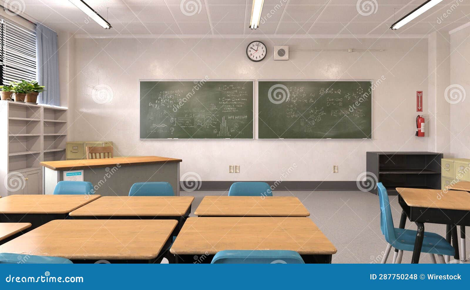 Interior of a classroom stock photo. Image of blackboard - 287750248