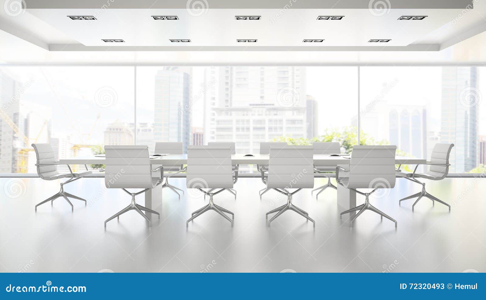Interior of Clean White Boardroom 3D Rendering 2 Stock Image - Image of ...